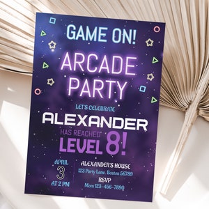 Arcade Birthday Invitation Arcade Party Invitation Gaming Invitation ...
