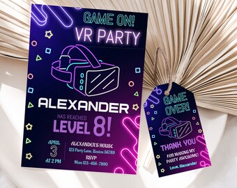 Video Game Invite Instant Download Vr Invitations Virtual Reality Game ...