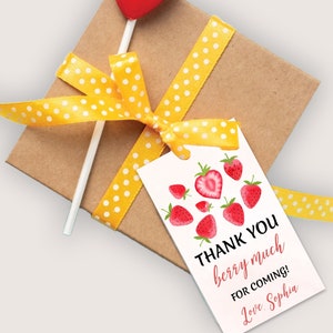 Editable Strawberry Favor Tag Template Berry Much Thank You Tags Girl ...