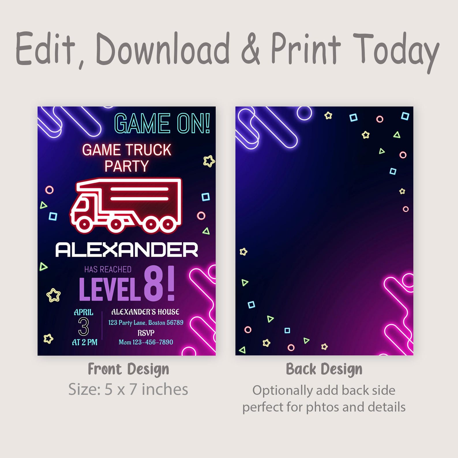 Game Truck Birthday Invitation Video Game Truck Party Invitation Gaming ...