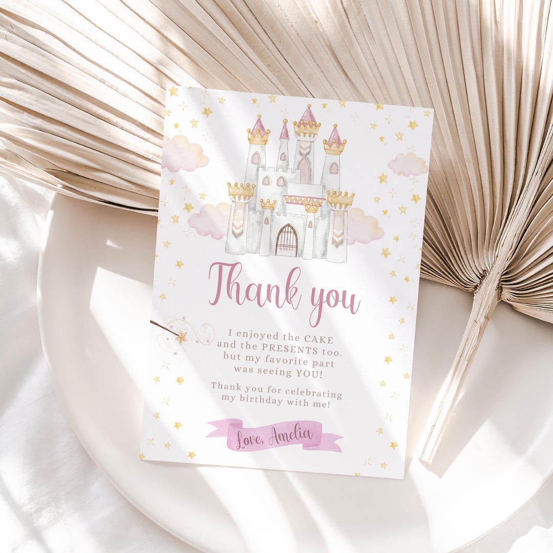 Princess Thank You Card Princess Thank You Note Princess Birthday ...