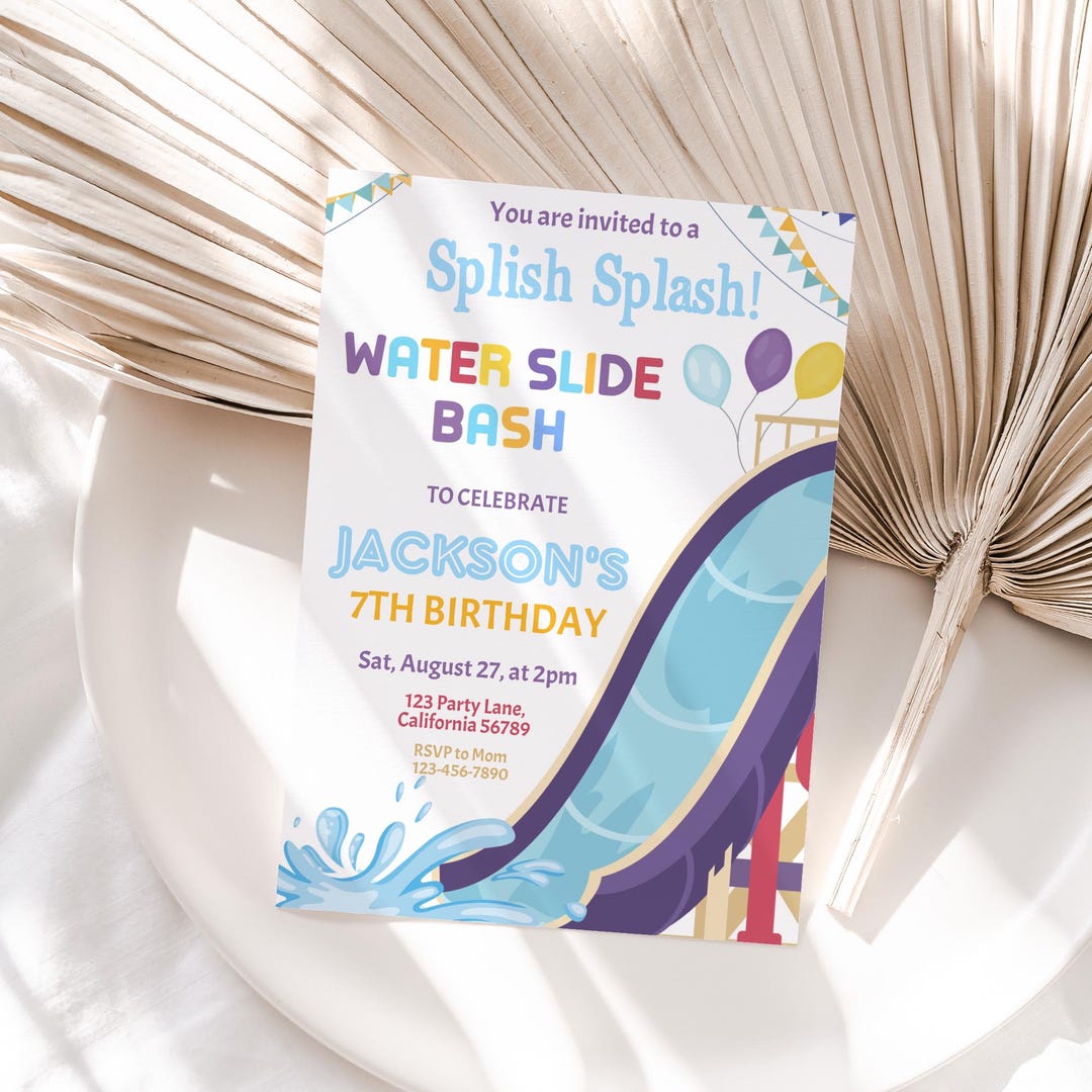 Water Slide Birthday Invitation Waterslide Birthday Invitation Water ...