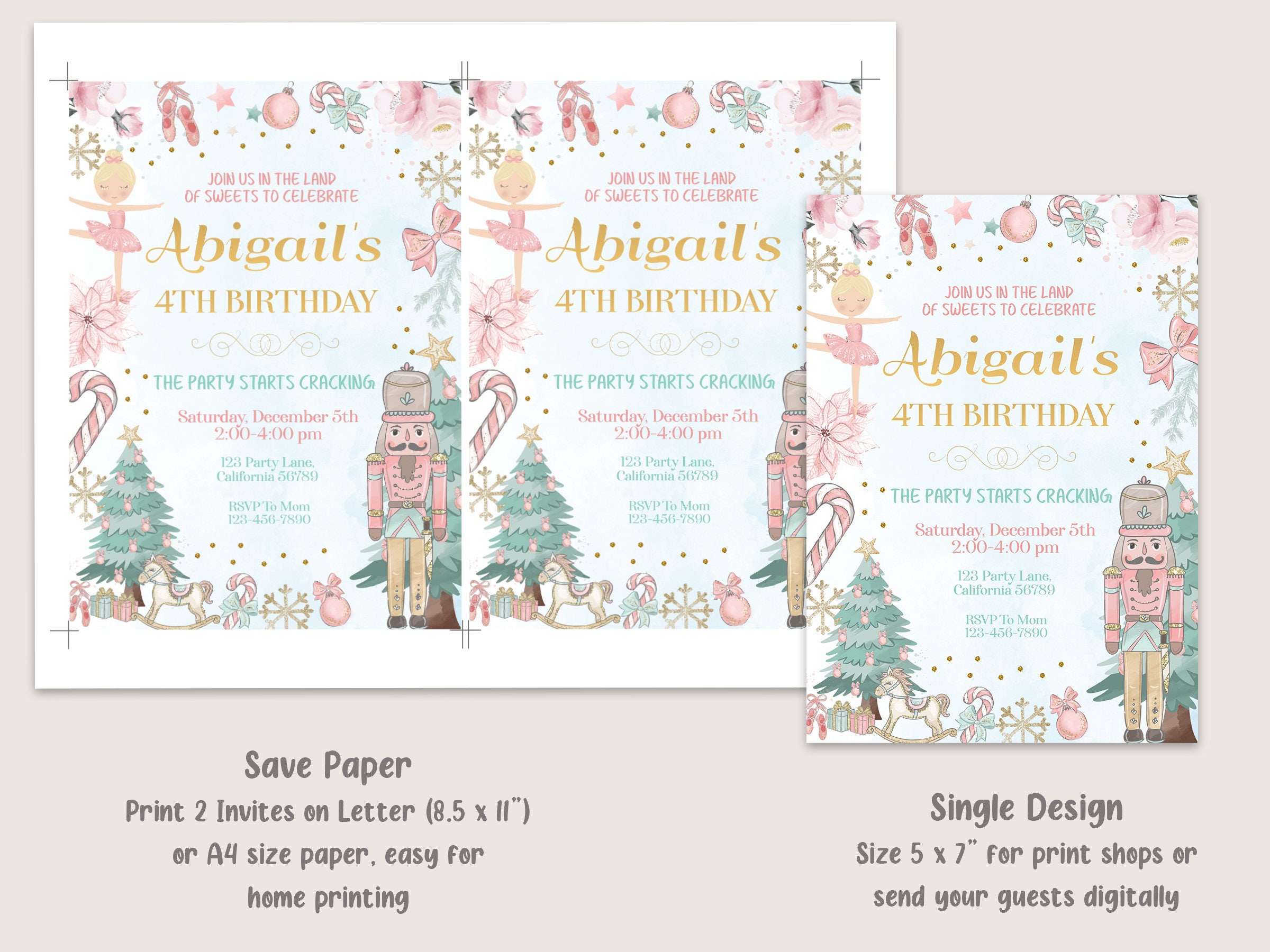 Nutcracker Birthday Invitation Pink Nutcracker Party - Etsy