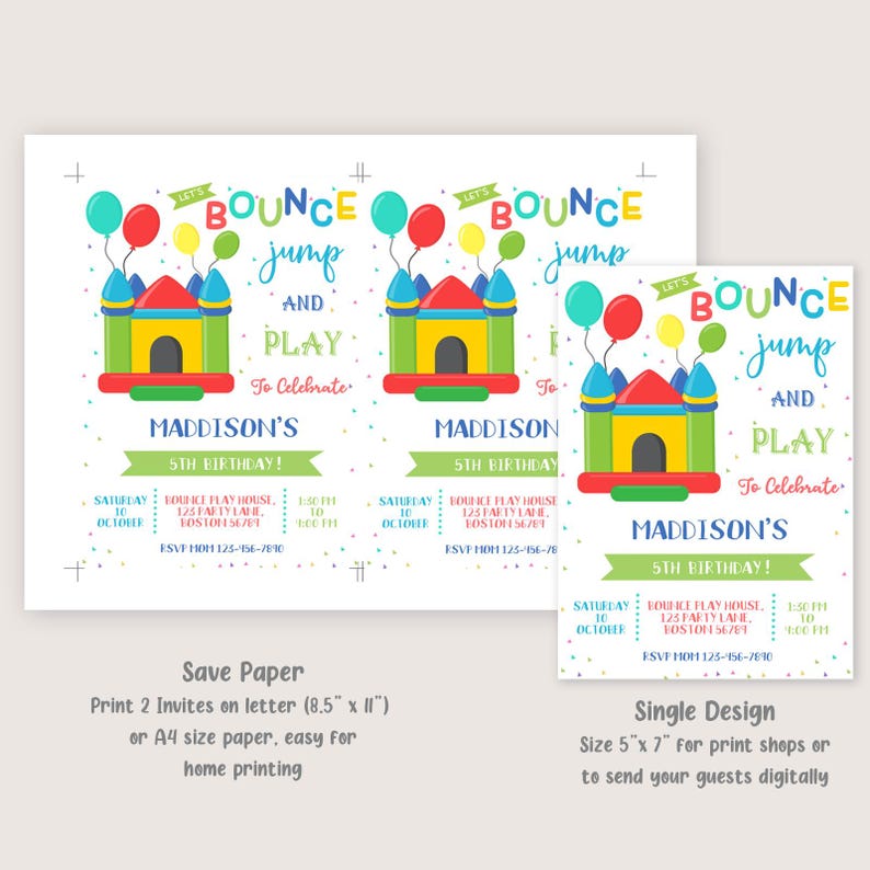 Editable Bounce House Birthday Invitation Bouncy House Birthday Party ...