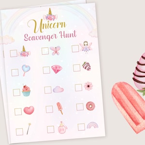 Unicorn Scavenger Hunt Game Unicorn Birthday Party Games Rainbow ...