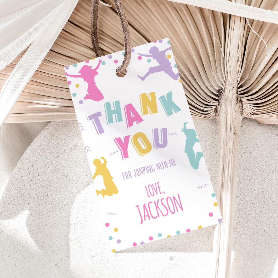 Trampoline Park Favor Tags Jump Thank You Tags Jumping Birthday Party ...