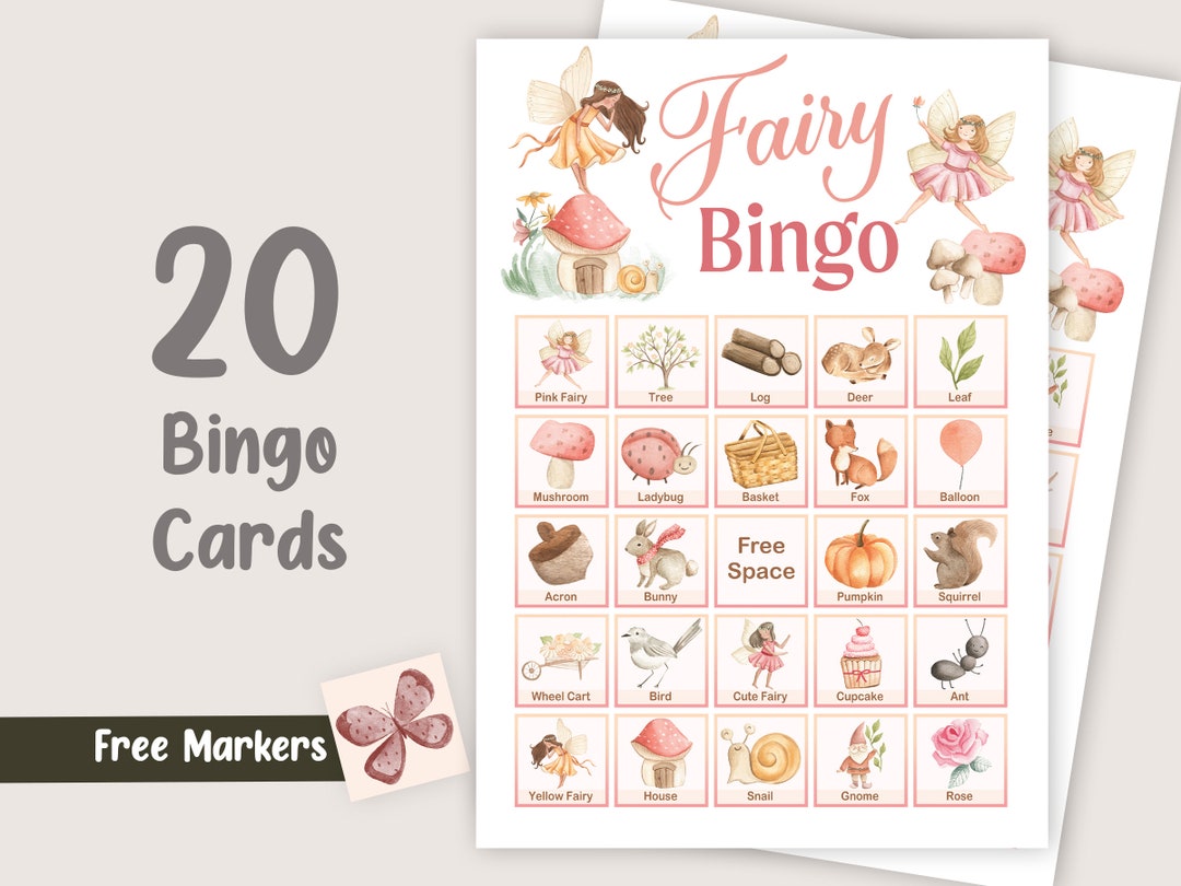 Fairy Bingo 20 Cards Fairy Games Fairy Party Games Fairy - Etsy