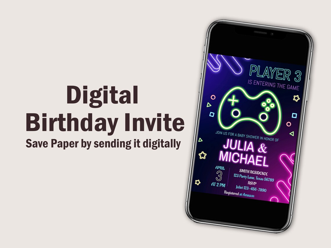 Video Game Baby Shower Invitation Gaming Boy Baby Shower - Etsy