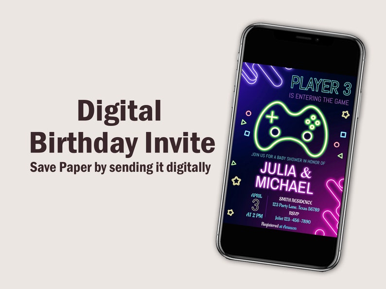 Video Game Baby Shower Invitation Gaming Boy Baby Shower - Etsy