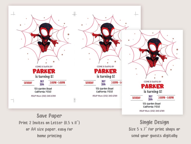Miles Morales Birthday Invitation Spidey and His Amazing - Etsy