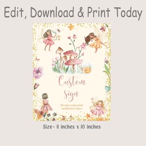 Editable Fairy Custom Sign Template Enchanted Forest Garden ...