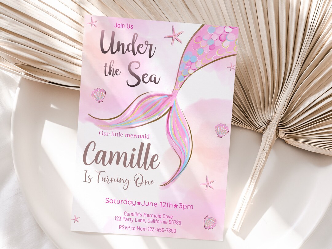 Mermaid Birthday Invitation Mermaid Invitation Mermaid Party Invitation ...