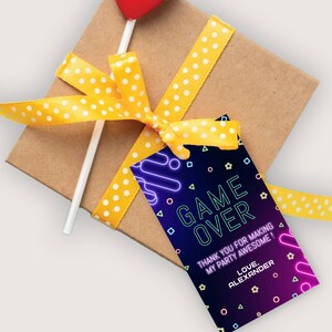 Arcade Birthday Favor Tags Arcade Party Tags Gamer Over Thank You Tags ...