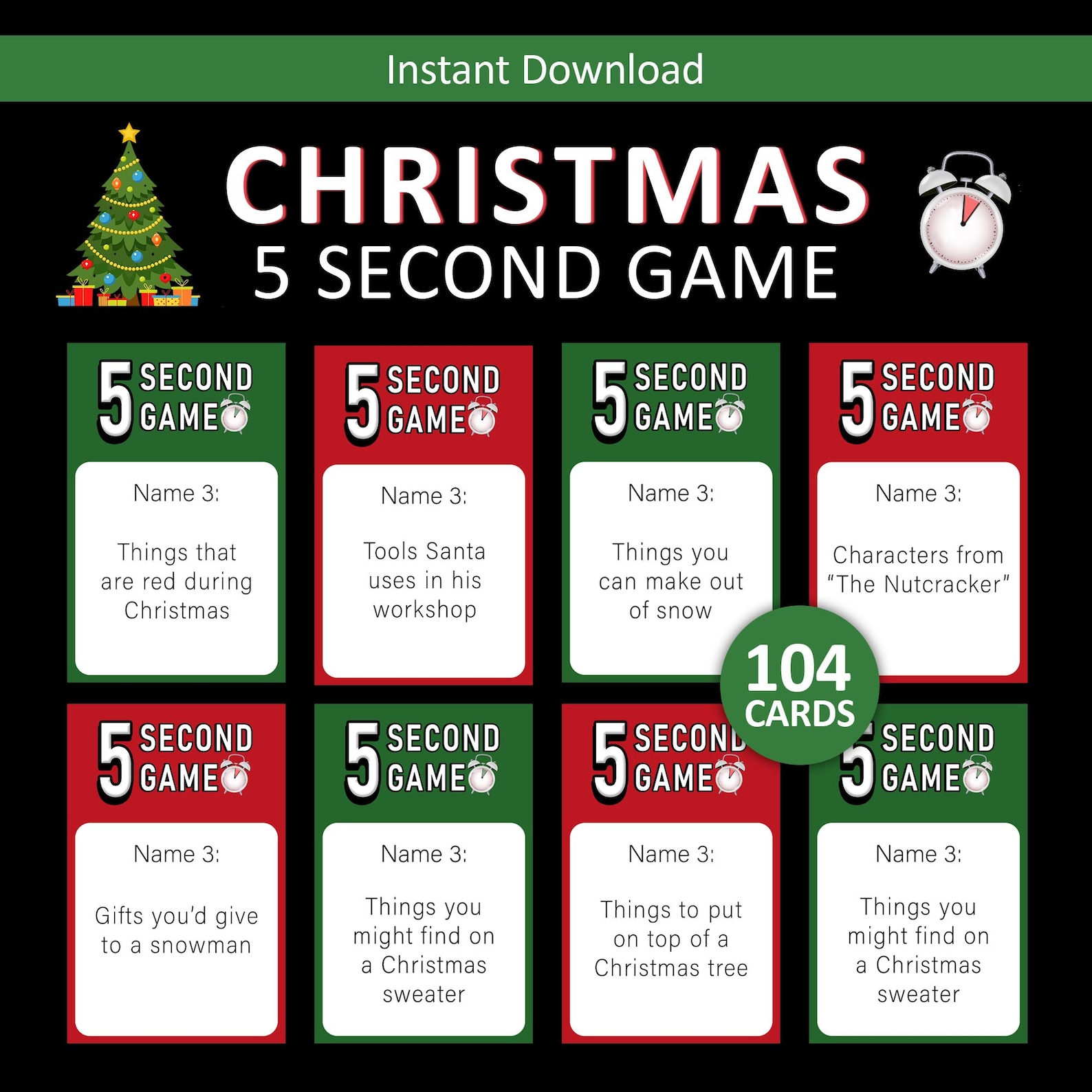 Christmas 5 Second Game Christmas Games Christmas Party Games Christmas ...
