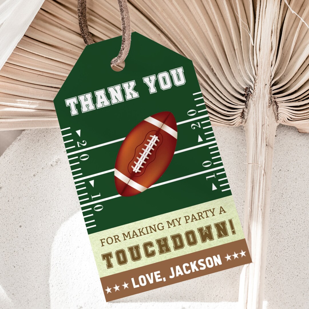 Football Thank You Tags Football Birthday Party Favor Tags Sports Boy ...