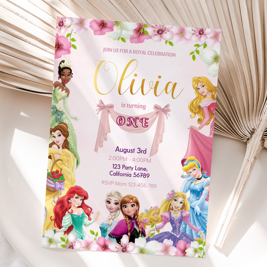 Princess Birthday Invitation Princess First Birthday Invite Princess ...