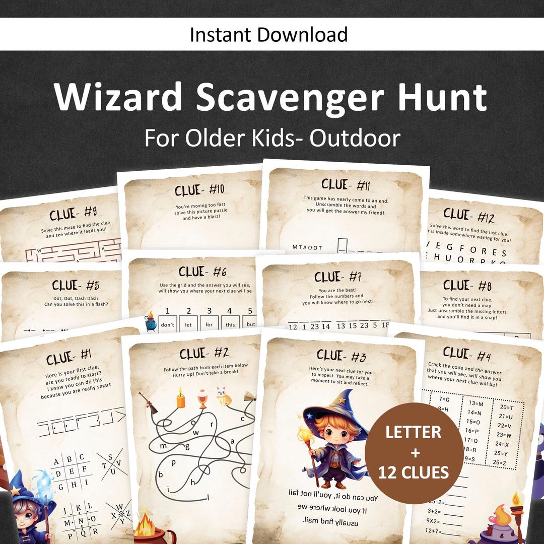 Wizard Scavenger Hunt for Older Kids Wizard and Witches Treasure Hunt ...