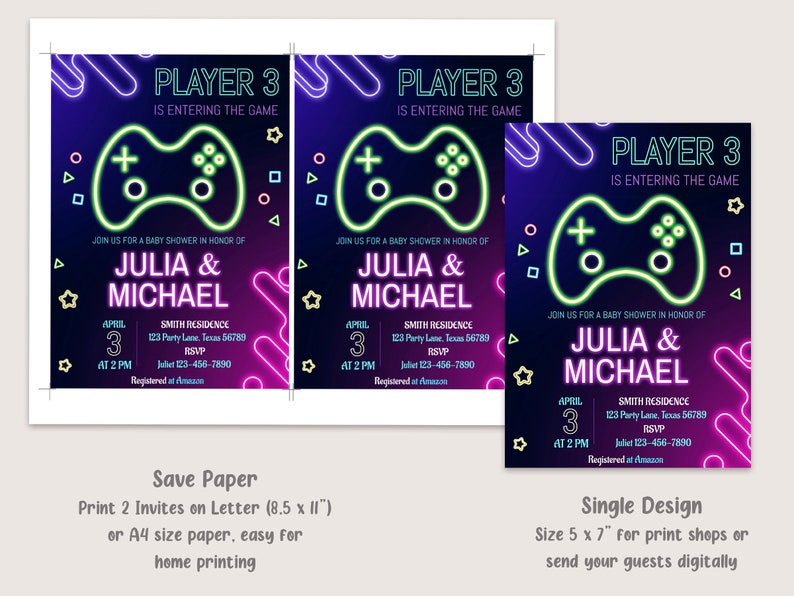 Video Game Baby Shower Invitation Gaming Boy Baby Shower - Etsy