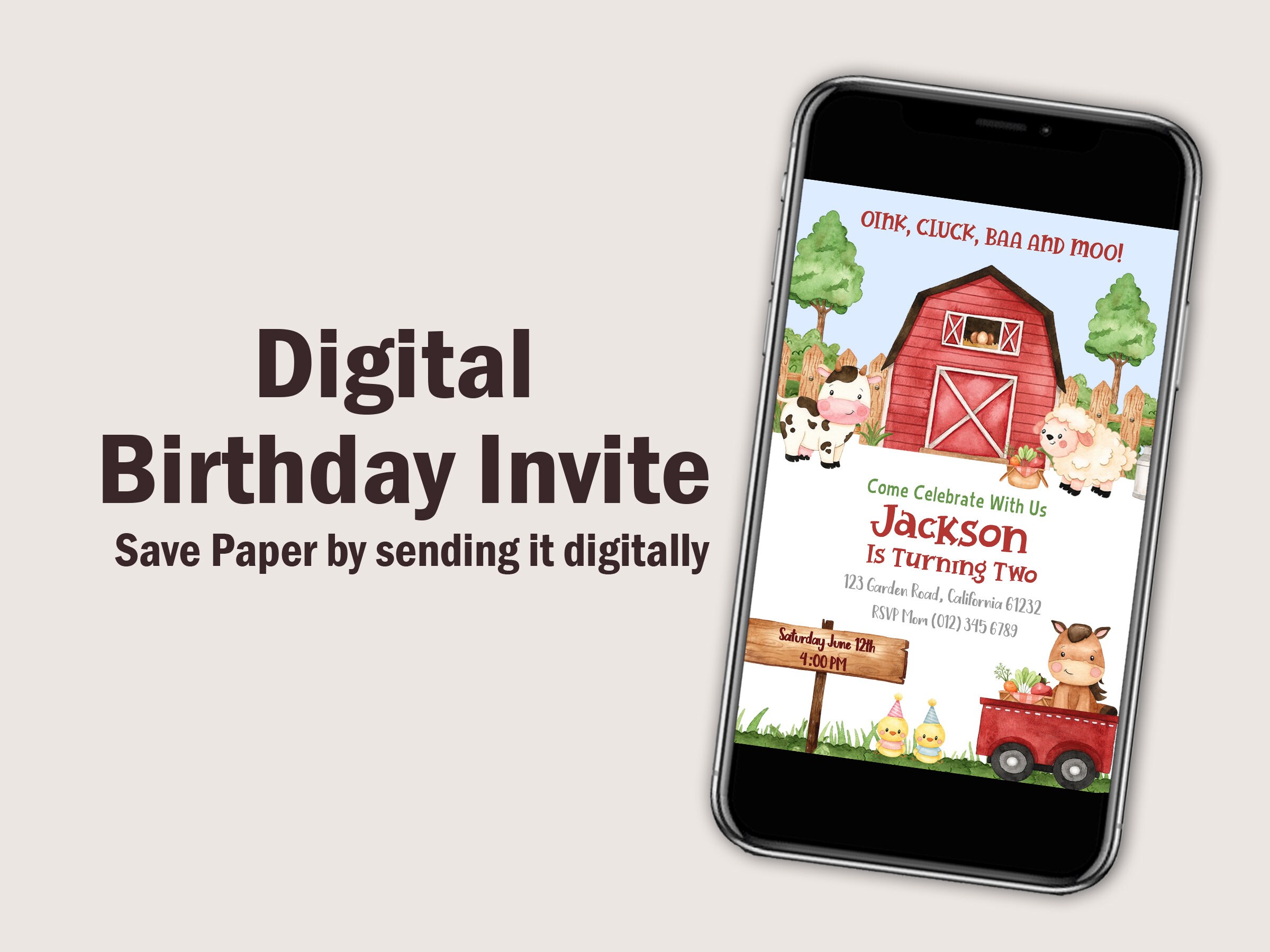 Editable Barn Animals Birthday Invitation Barnyard Animals - Etsy