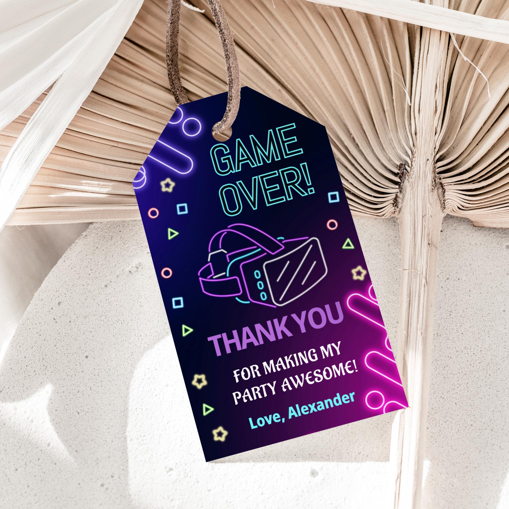 Virtual Reality Favor Tags VR Party Tags VR Birthday Tags Game Over ...