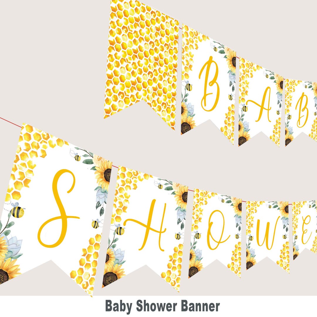 Bee Baby Shower Banner Bee Decoration Bee Bunting Honey Bee Decor ...