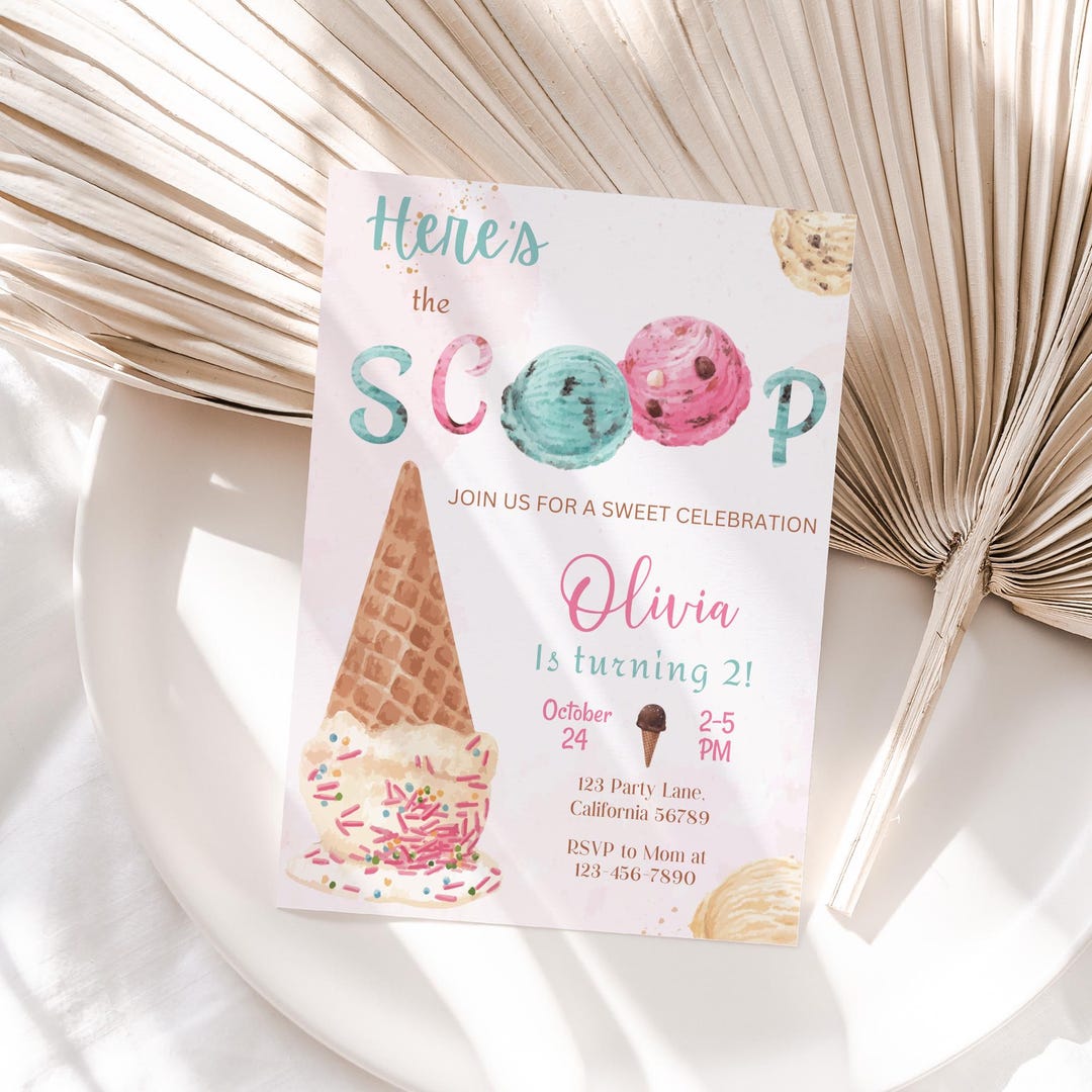 Ice Cream Invitation Ice Cream Birthday Invitation Ice-cream Party ...