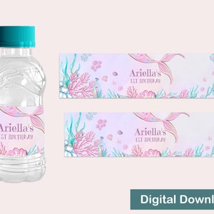 Mermaid Water Bottle Labels Mermaid Party Water Bottle Wrapper Mermaid ...