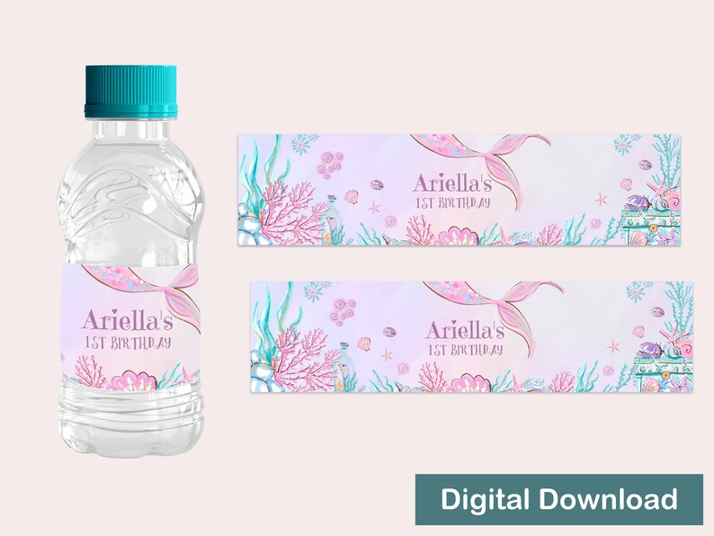 Mermaid Water Bottle Labels Mermaid Party Water Bottle Wrapper - Etsy