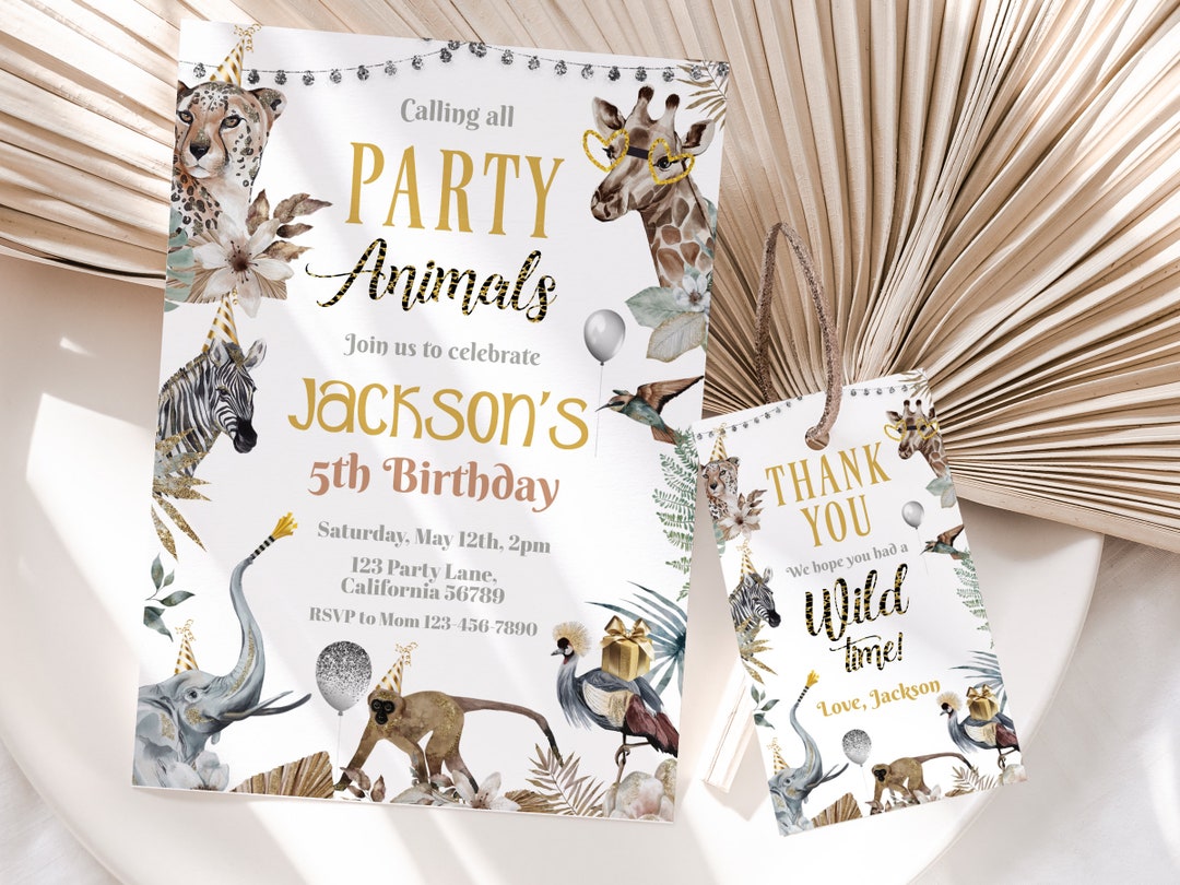 Party Animal Invitation Safari Birthday Invitation Jungle Birthday ...