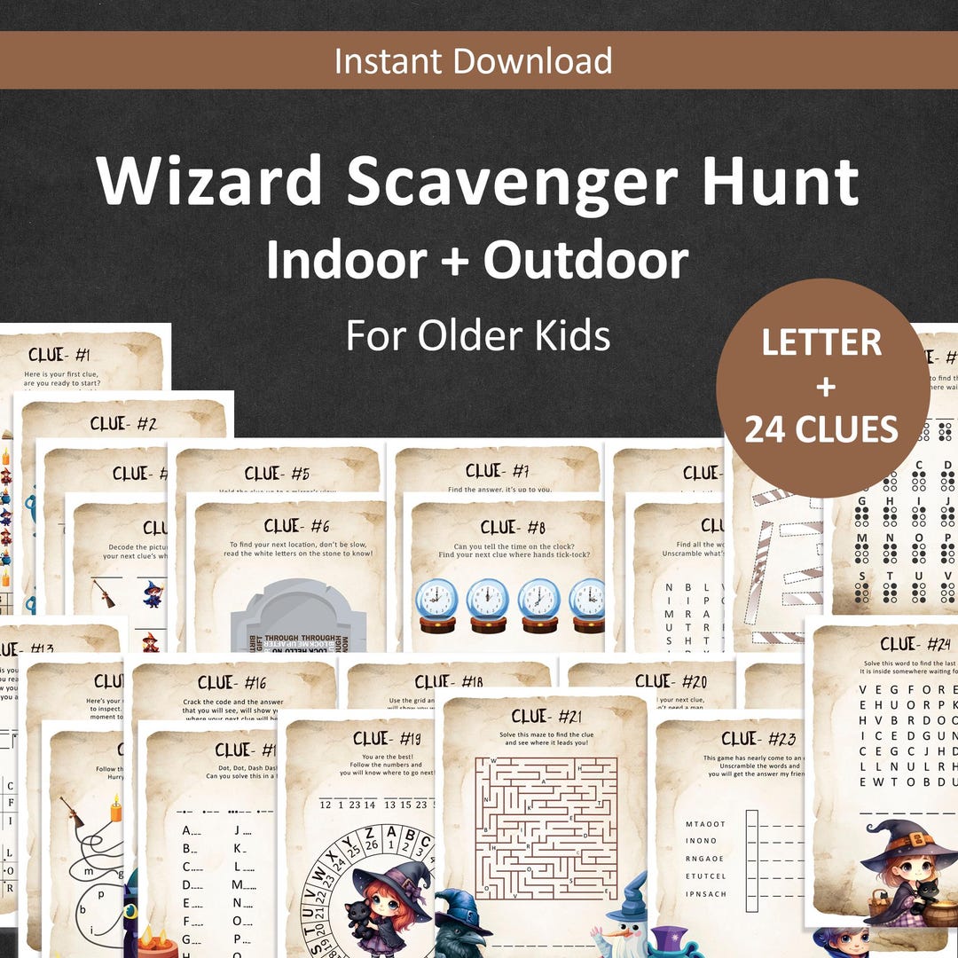 Wizard Scavenger Hunt for Older Kids Witches Birthday Treasure Hunt ...