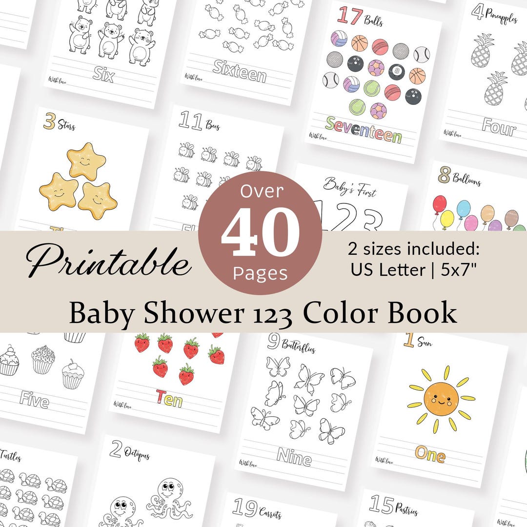 Baby Shower Coloring Book 123 Coloring Book Baby's First 123 Book Baby ...