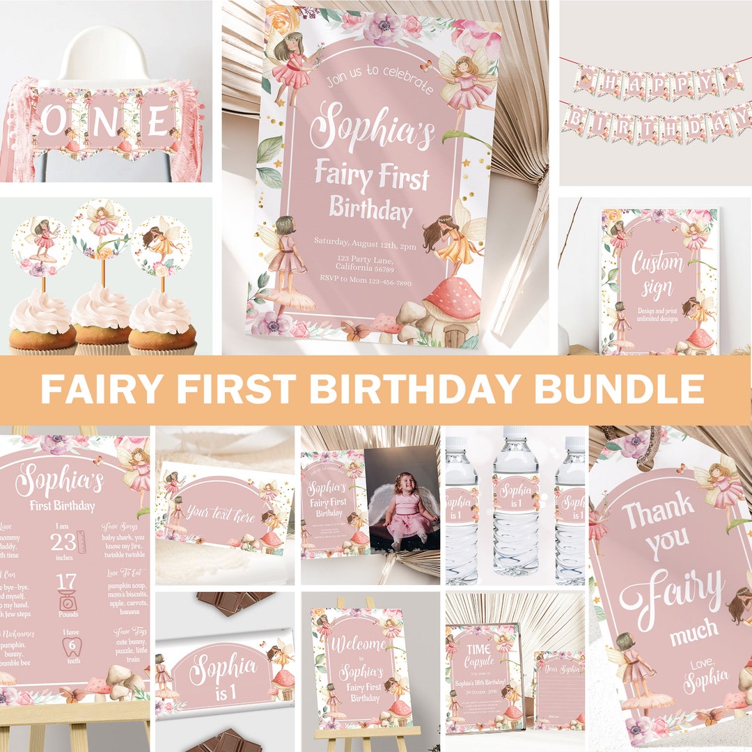 Fairy First Birthday Invitation Bundle My Fairy First Birthday ...