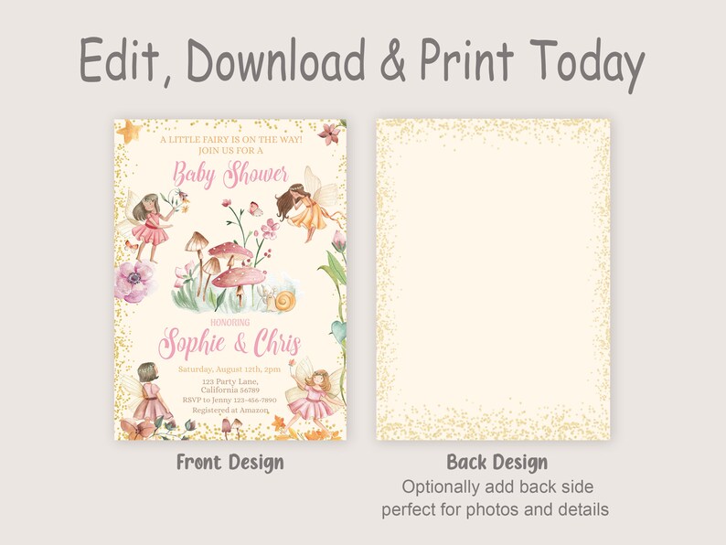 Fairy Baby Shower Invitation Enchanted Forest Baby Shower - Etsy
