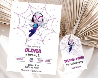 Spider Girl Birthday Invitation Spider Gwen Invite Amazing - Etsy