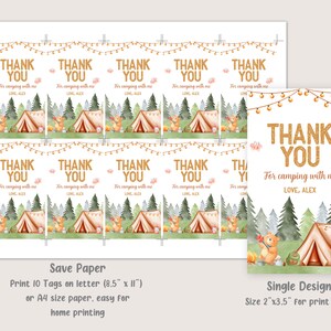 Camp Birthday Favor Tags Camping Thank You Tags Camping Theme - Etsy