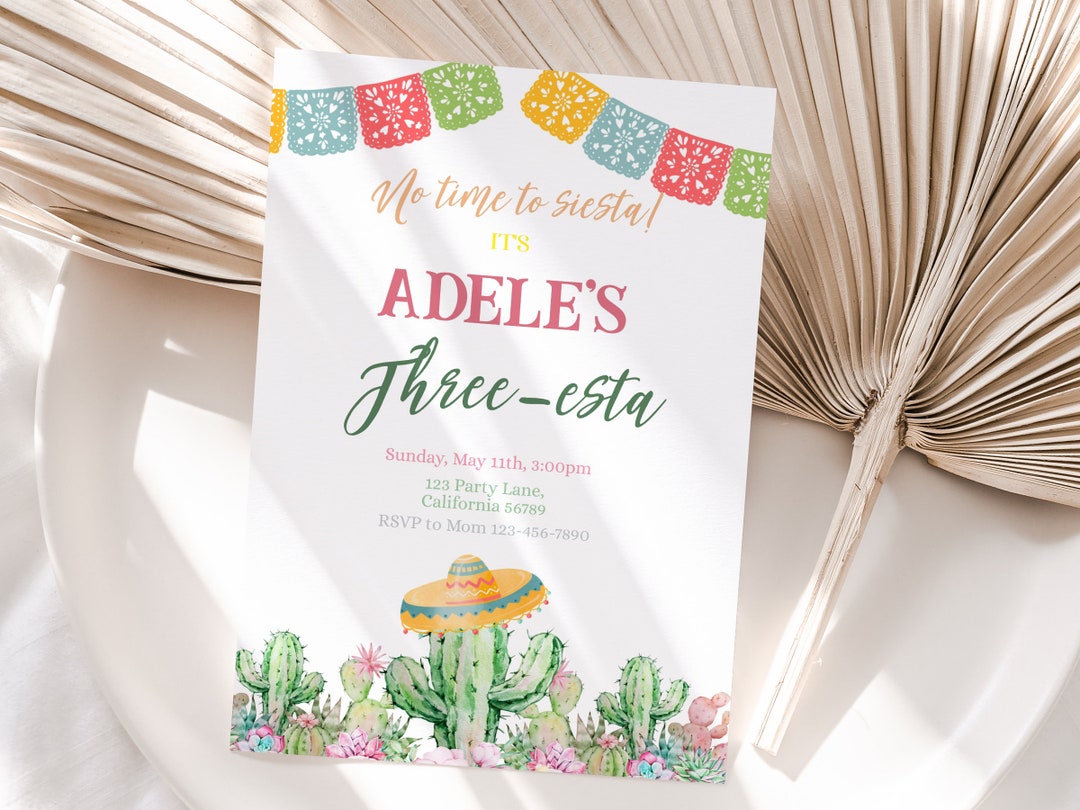 Three Esta Birthday Invite Three Esta Invitation Three-esta Invitation ...