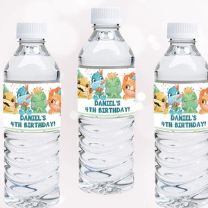 Dinosaur Water Bottle Label Template, Editable Dino Birthday Party ...