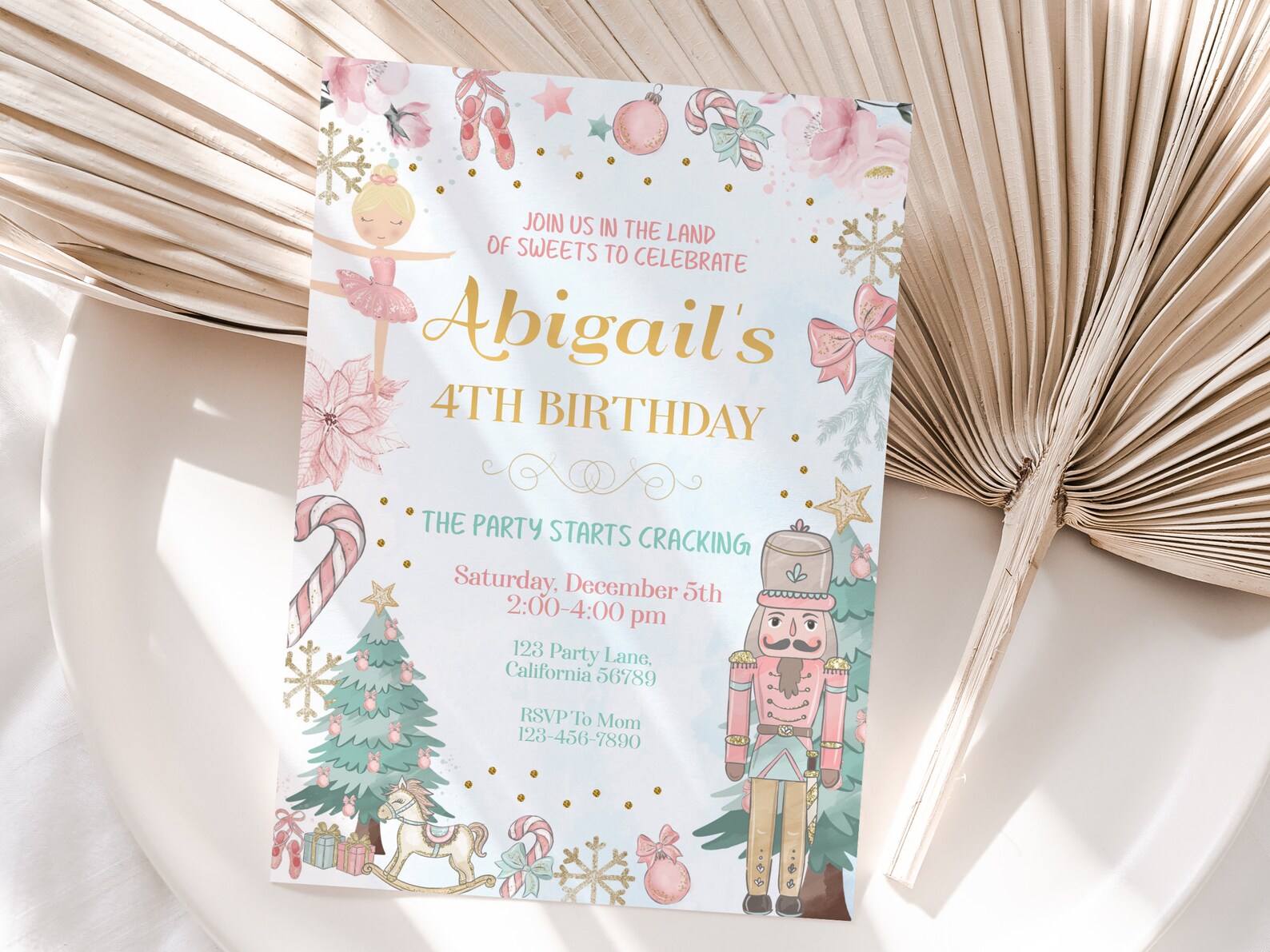 Nutcracker Birthday Invitation Pink Nutcracker Party Invitation ...