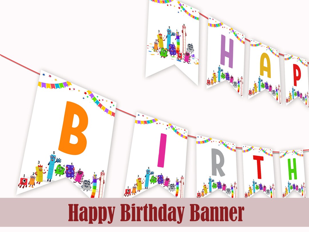 Numberblocks Birthday Banner Numberblocks Decoration Number Blocks ...
