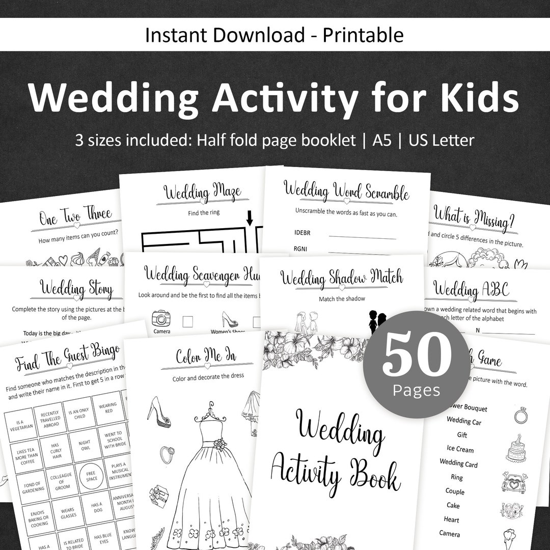 Kids Wedding Activity Pack Wedding Activity Book Coloring Book for Kids ...