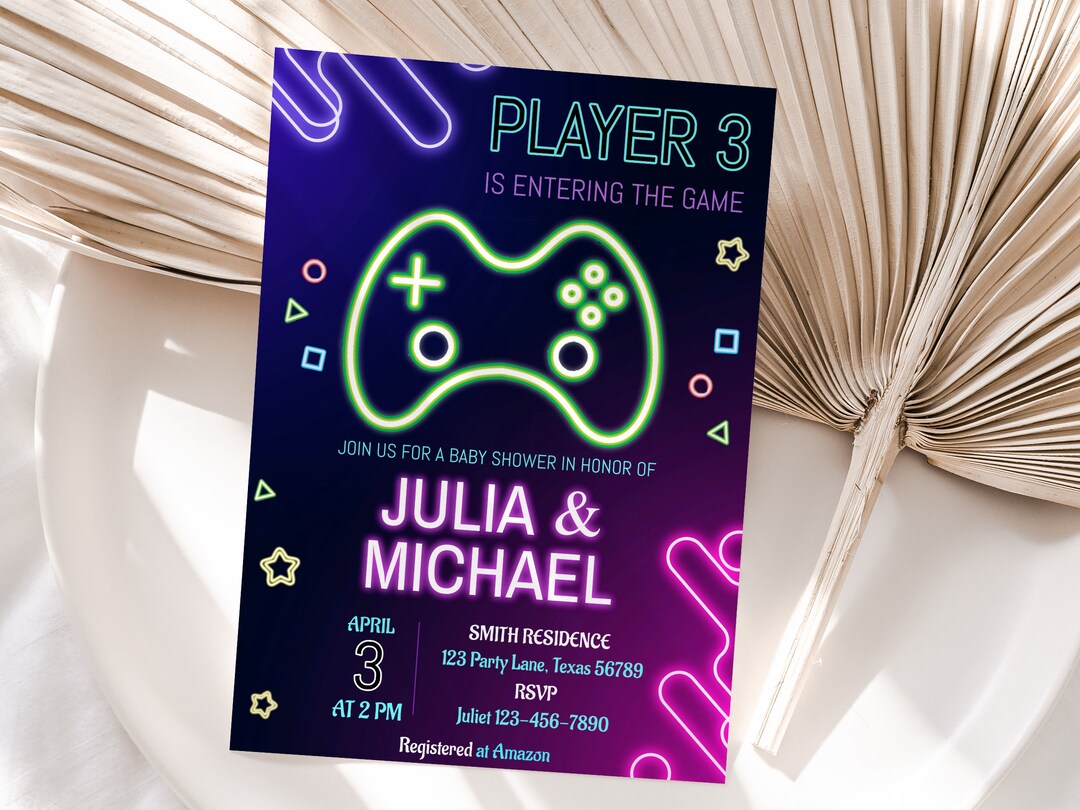 Video Game Baby Shower Invitation Gaming Boy Baby Shower Invite Gamer ...