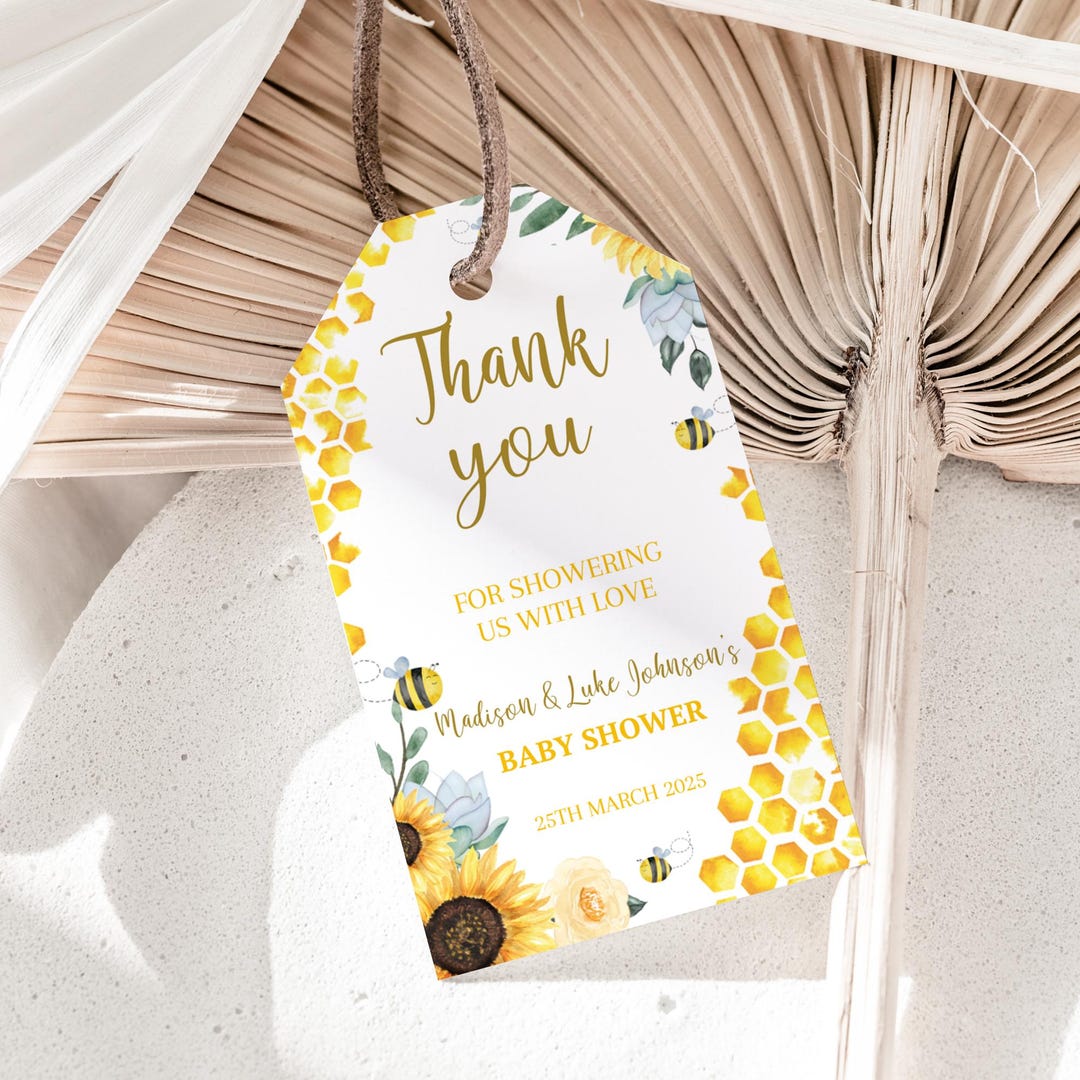 Bee Baby Shower Thank You Tags Bee Shower Party Favors Bee Favor Tags ...