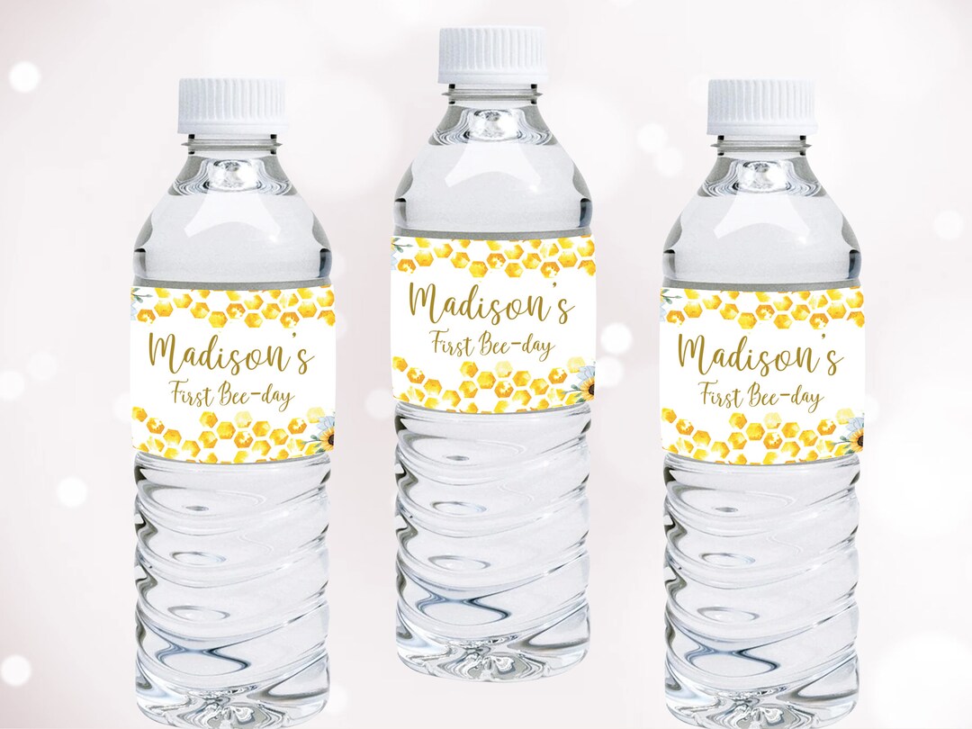 Bee Water Bottle Labels Bee Bottle Wrappers First Bee Day Decor Bee ...