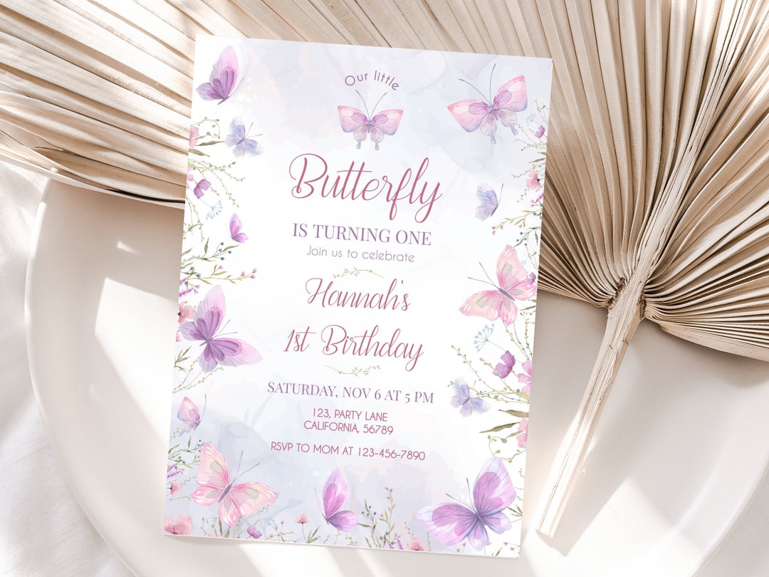 Butterfly Invitation Butterfly Birthday Invitation Purple Butterfly ...