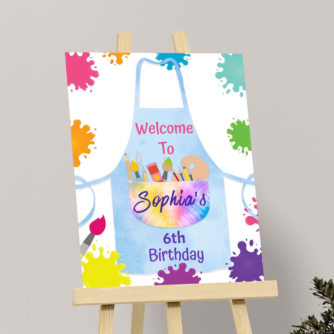 Paint Party Welcome Sign Art Birthday Party Welcome Sign Painting ...