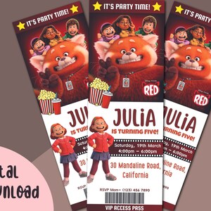 Turning Red Birthday Invite Personalized Turning Red Movie - Etsy