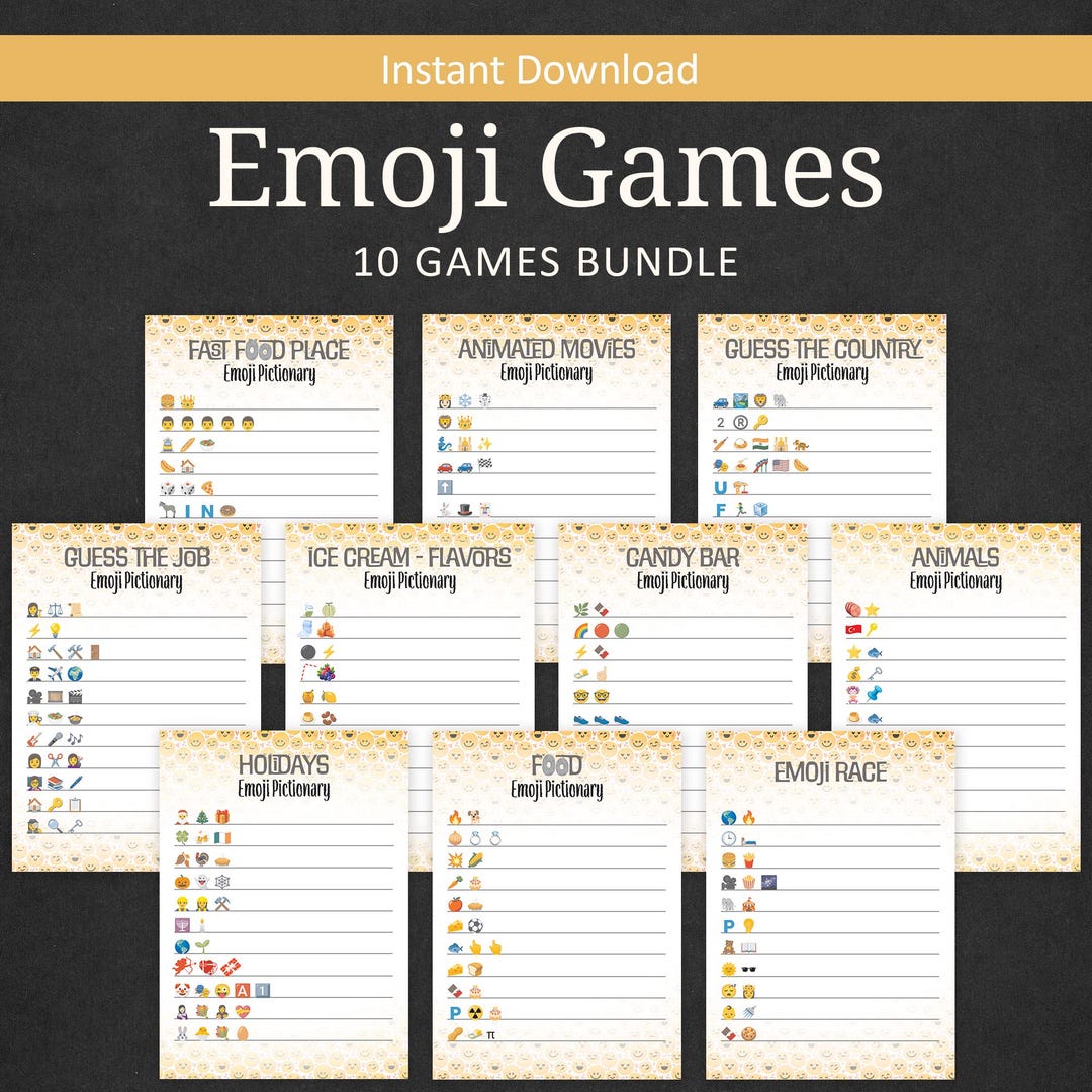 Emoji Games Bundle Emoji Pictionary Emoji Quiz Party Party Games Bundle ...