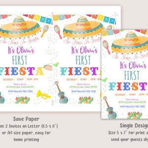 First Fiesta Birthday Invitation 1st Fiesta Invite Mexican Theme 1st ...