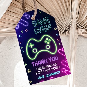 Video Game Favor Tag Editable Gamer Birthday Party Thank You Tags ...