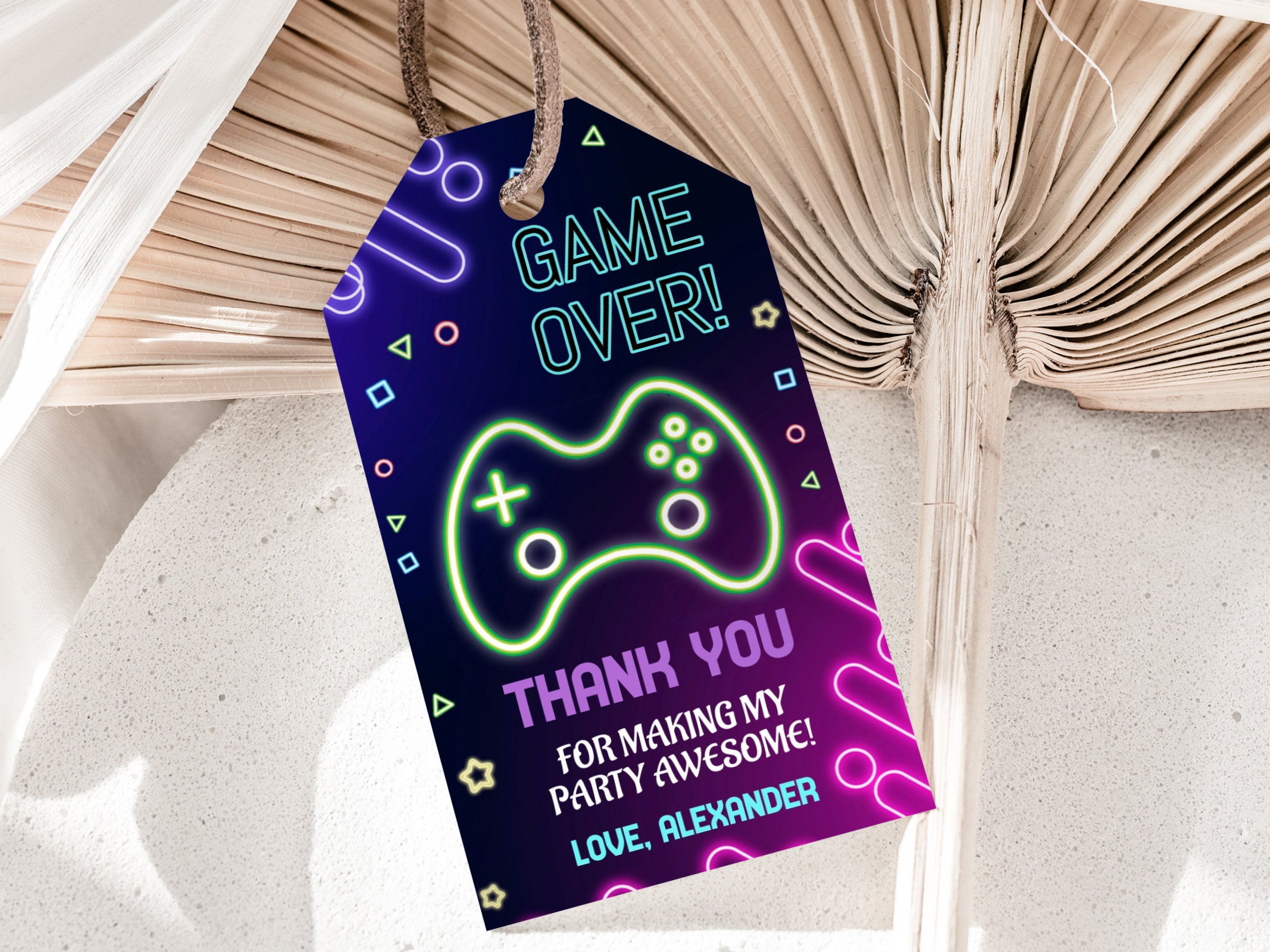 Video Game Favor Tag Editable Gamer Birthday Party Thank You - Etsy
